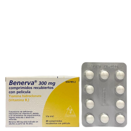 Benerva 300 mg 20 comprimidos para vitamina B1| FarmaSoler