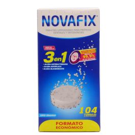 Novafix 3 en 1 104 Tabletas Limpiadoras Prótesis Dentales| Framassoler