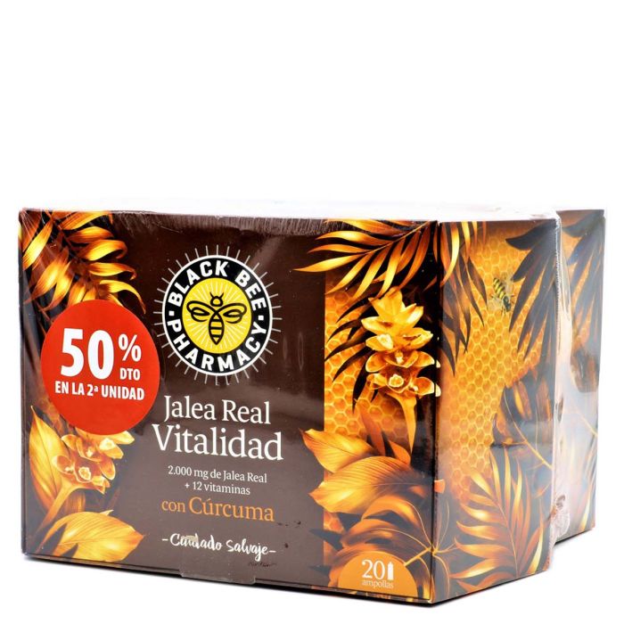 Black Bee Jalea Real Vitalidad con Cúrcuma 20+20 Ampollas Duplo| Farmasoler