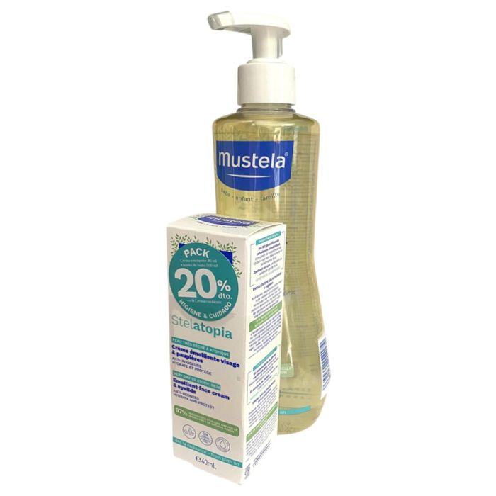Mustela Stelatopia Aceite de Baño 500ml+Crema Facial Emoliente Pack ...