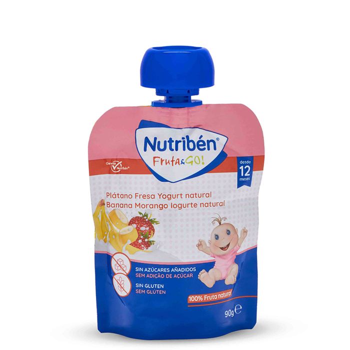 Nutriben Fruta & GO Platano Fresa Yogourt Natural 90g| Farmasoler